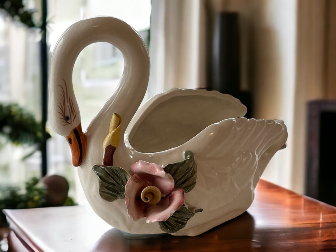 Vintage Italian Capodimonte Swan Planter - Made by Bassano - Porcelain ...