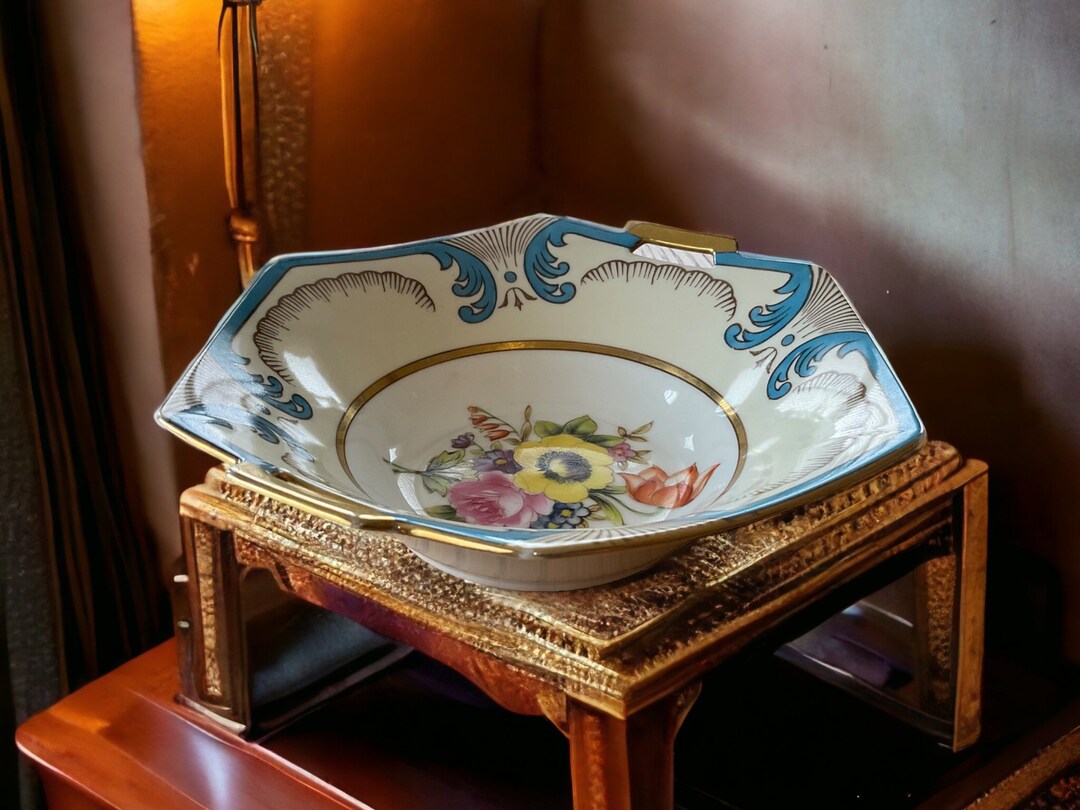 Antique Noritake Hand Painted Floral Bowl With Handles - 1920s Serving ...
