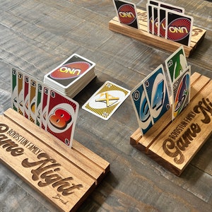 Set of Four Customized Stained Wood Card Holders for Game Nights - Etsy