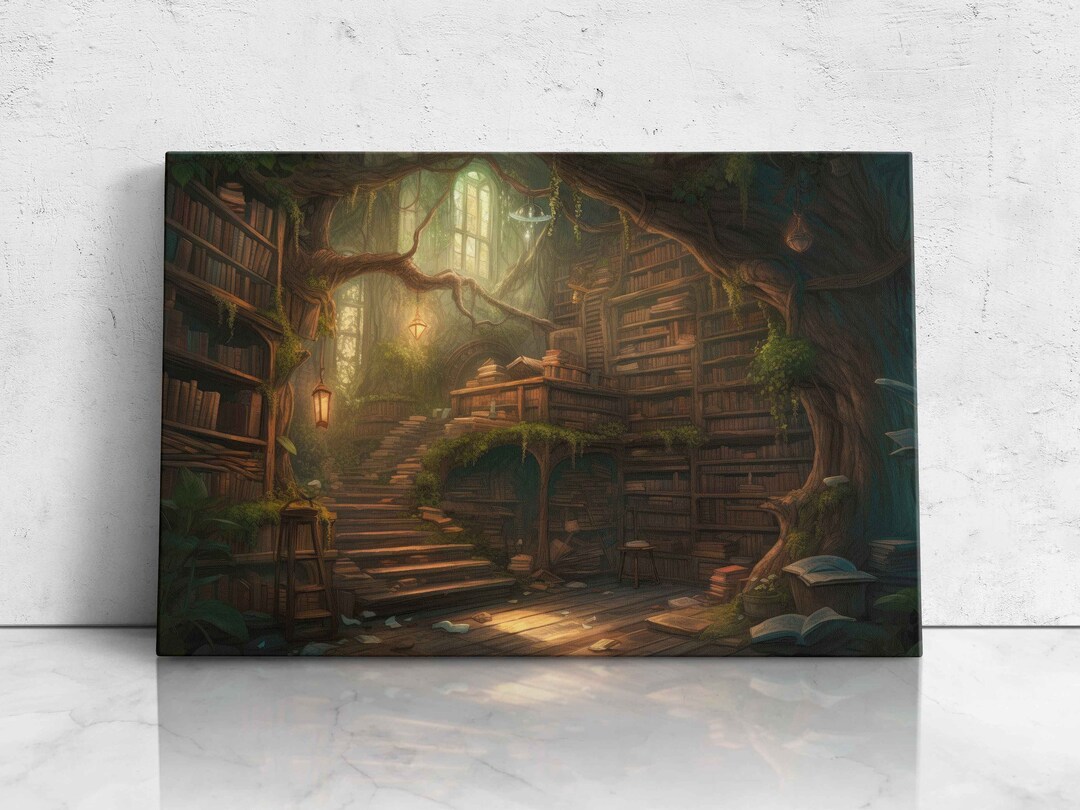 Magical Tree Library in Enchanted Forest. Secret Reading Nook - Etsy