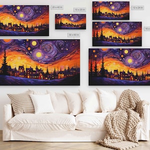 Starry Night Van Gogh Inspired Halloween Wall Art Canvas Print, Spooky ...