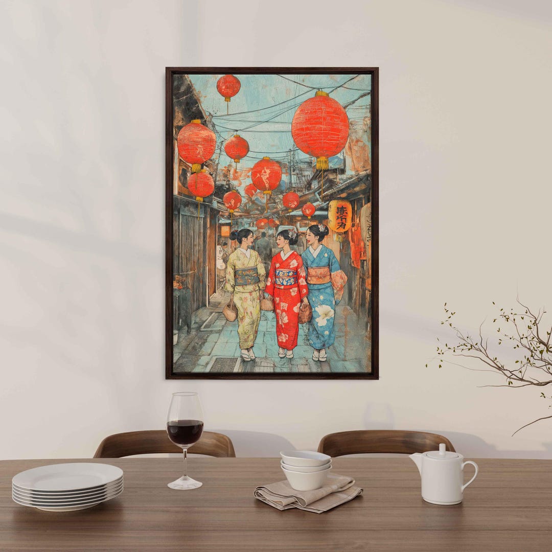 Vintage Japanese Postcard Collection, Wall Art Canvas Print, Seasonal ...