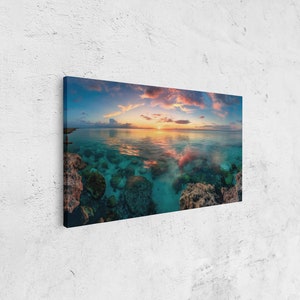Florida Keys Shoreline During Sunset Wall Art Canvas Print, Aquatic ...