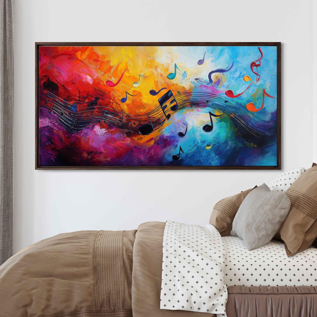 Musical Notes Dancing, Wall Art Canvas Print, Colorful Abstract Acrylic ...
