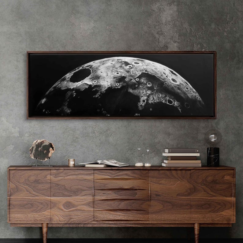 Gothic Moon With Craters Ink Wall Art Canvas Print, Outer Space ...
