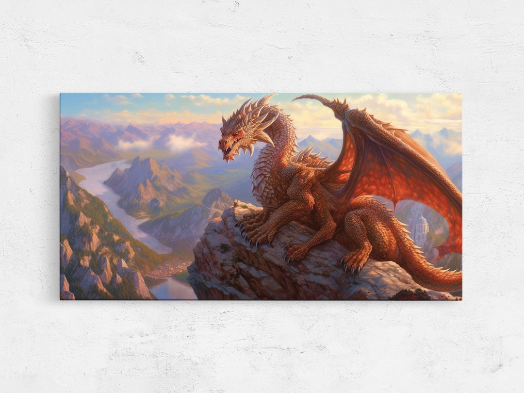 Acrylic Dragon Painting Digital Print, Framed Canvas Print, Ready to ...
