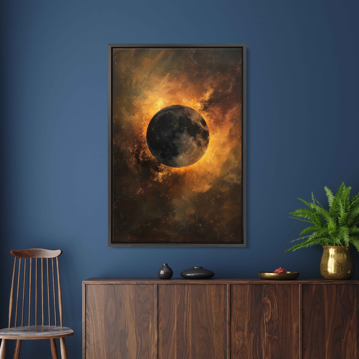 Solar Eclipse Wall Art Canvas Print, Celestial Phenomenon, Moon Sun ...