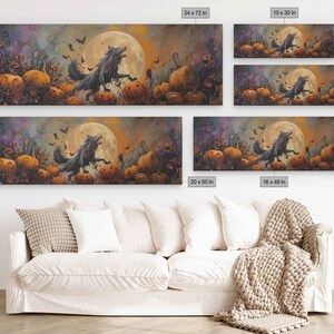 Werewolf Playing in Pumpkin Patch Under Full Moon With Flying Bats Wall ...