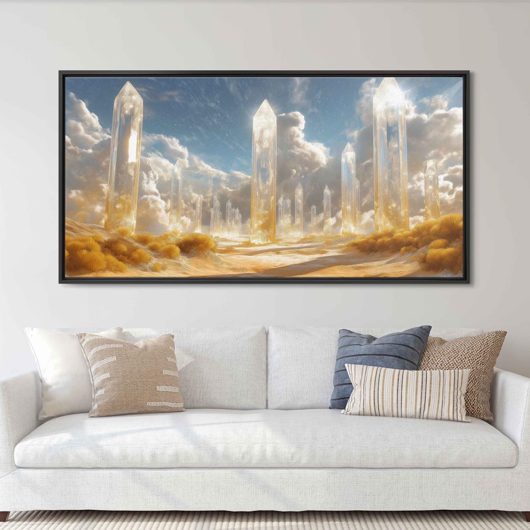 Colossal Crystal Pillars, Wall Art Canvas Print, Mystical Desert ...