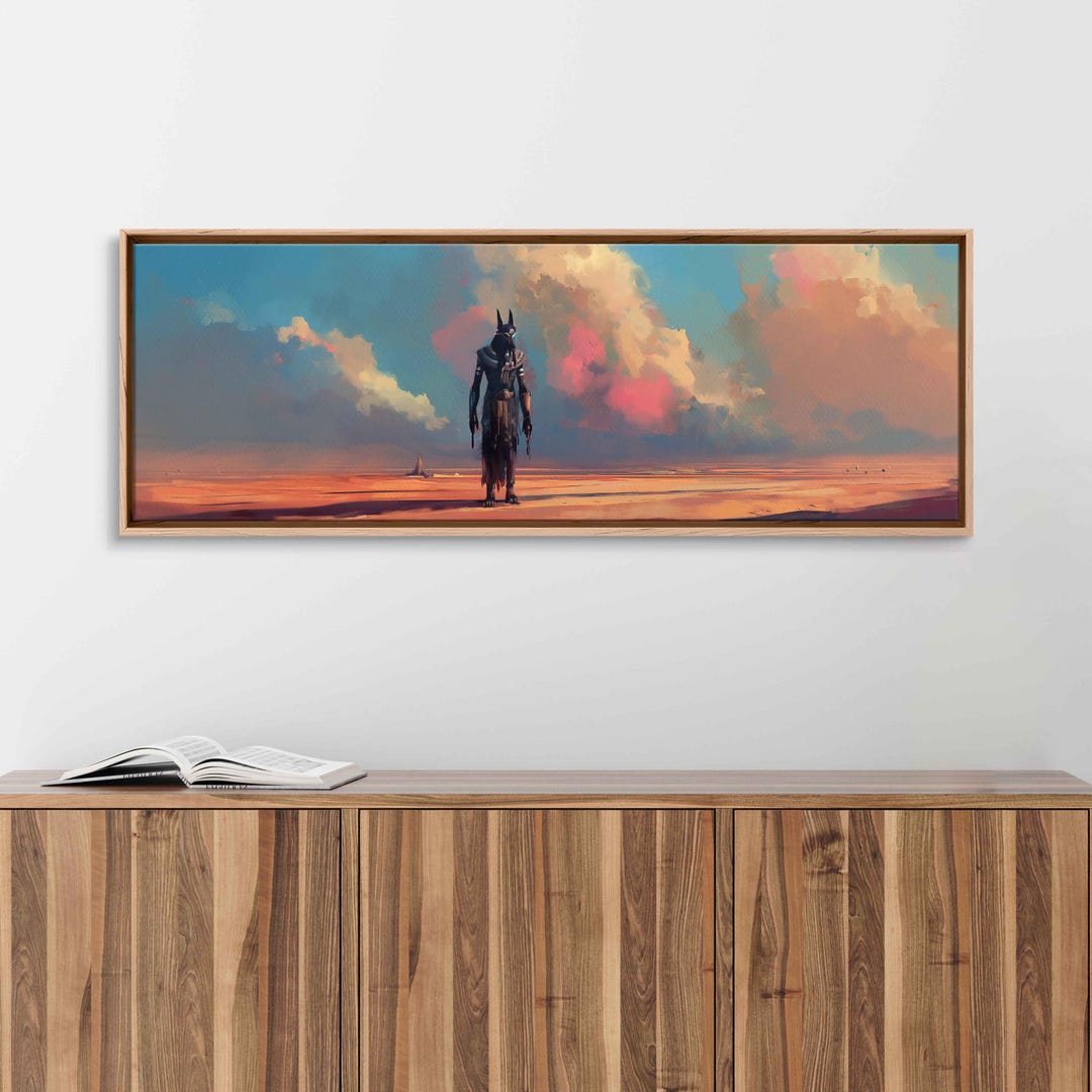 Anubis Standing in Egyptian Landscape Wall Art Canvas Print, Egyptian ...