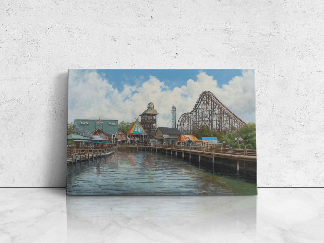 Cedar Point Modern Oil Painting on Canvas, Digital Reproduction Print ...