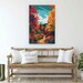 Vibrant Autumn Pop Art Landscape, Digital Illustration on Canvas, Fall ...