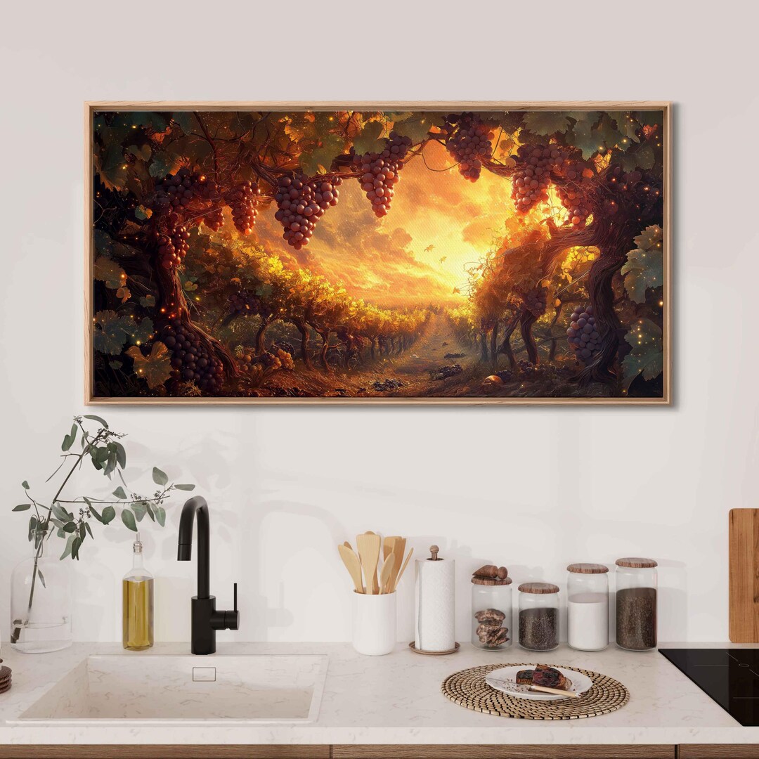 Mystical Vineyard With Colossal Grape Clusters, Wall Art Canvas Print ...