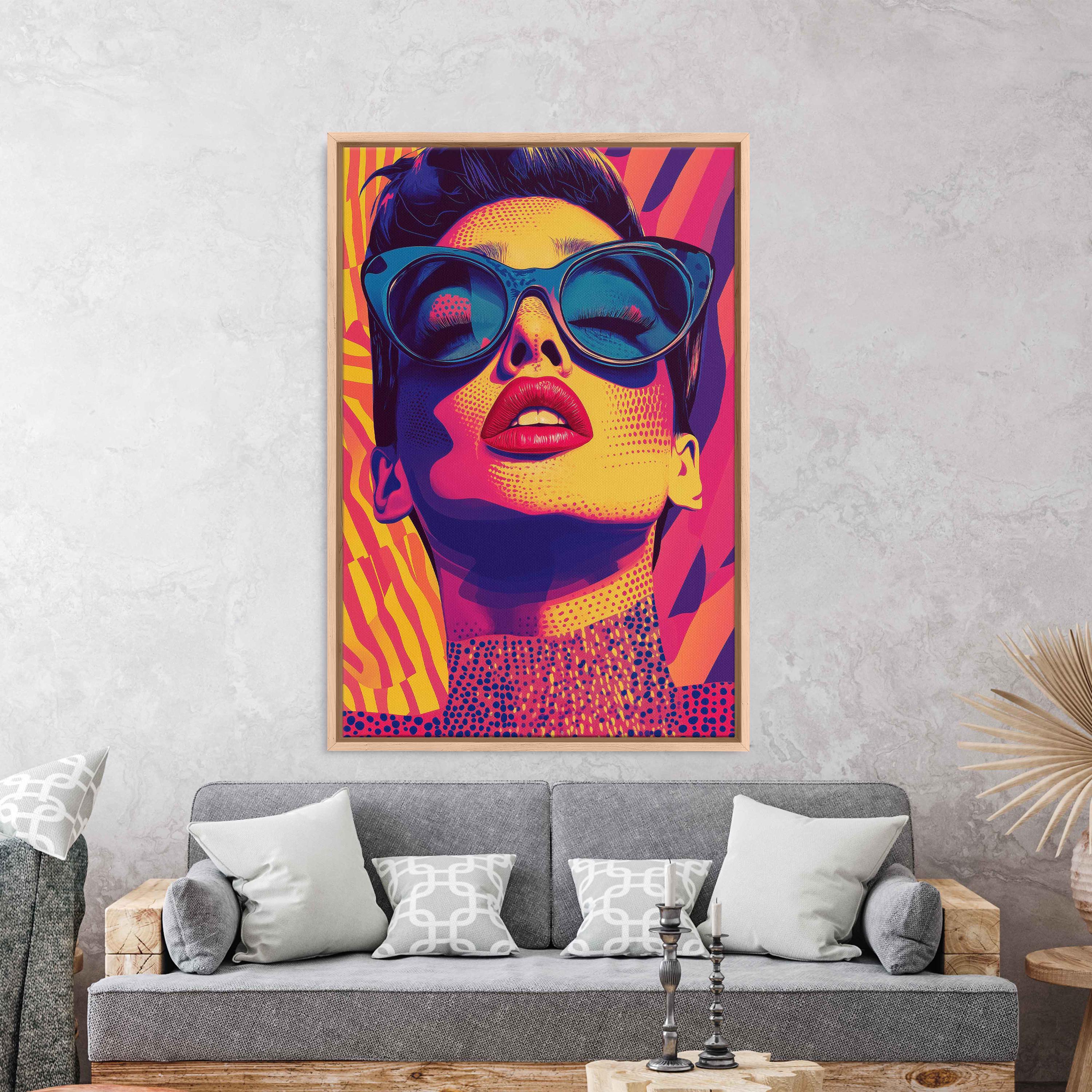 Pop Art Woman Headshot Vintage Digital Wall Art Canvas Print, Trendy ...