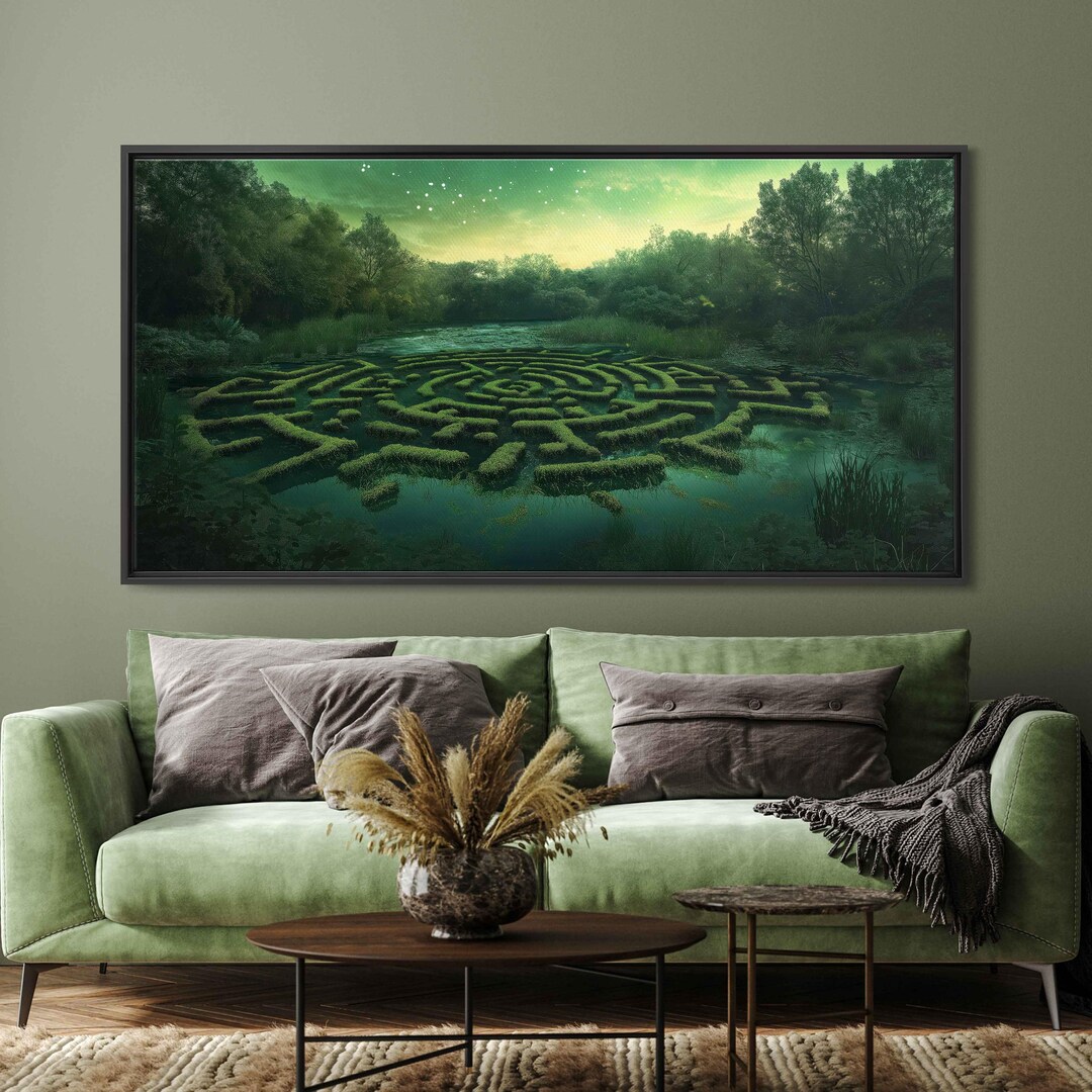 Ancient Labyrinth in Swamp, Wall Art Canvas Print, Mystical Twilight ...