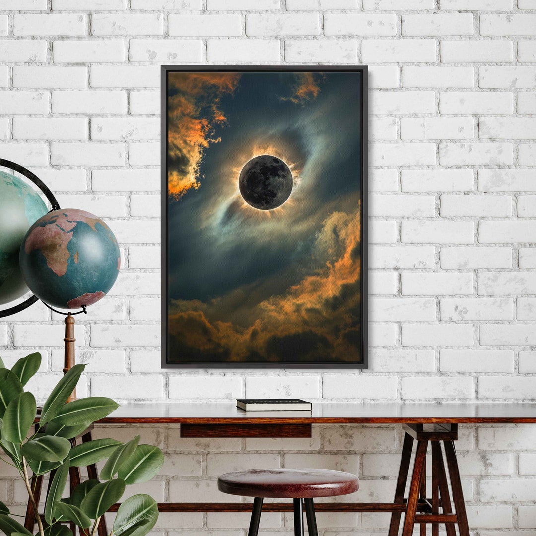 Solar Eclipse Wall Art Canvas Print, Celestial Phenomenon, Moon Sun ...