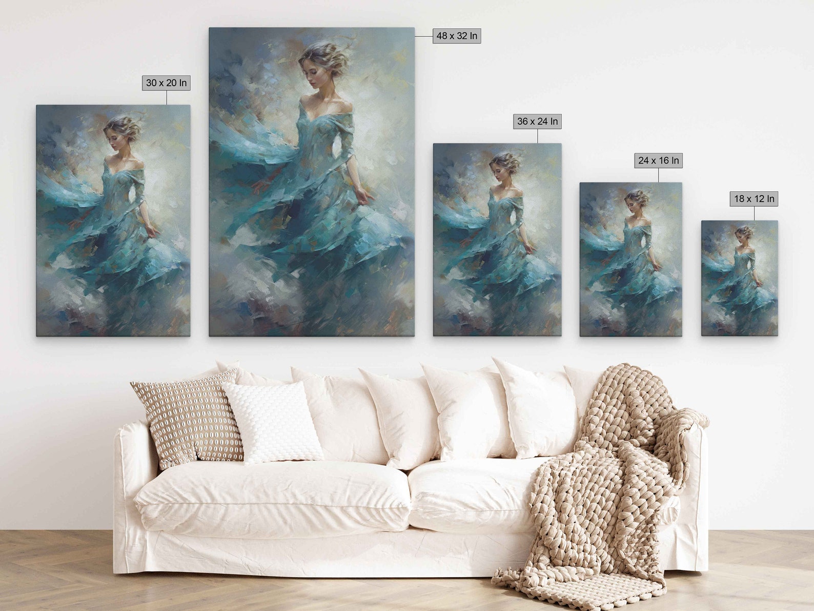Abstract Print of A Beautiful Woman Dancing, Mesmerizing Dress Flowing ...