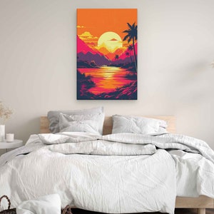 Tropical Summer Pop Art Landscape, Digital Illustration on Canvas ...