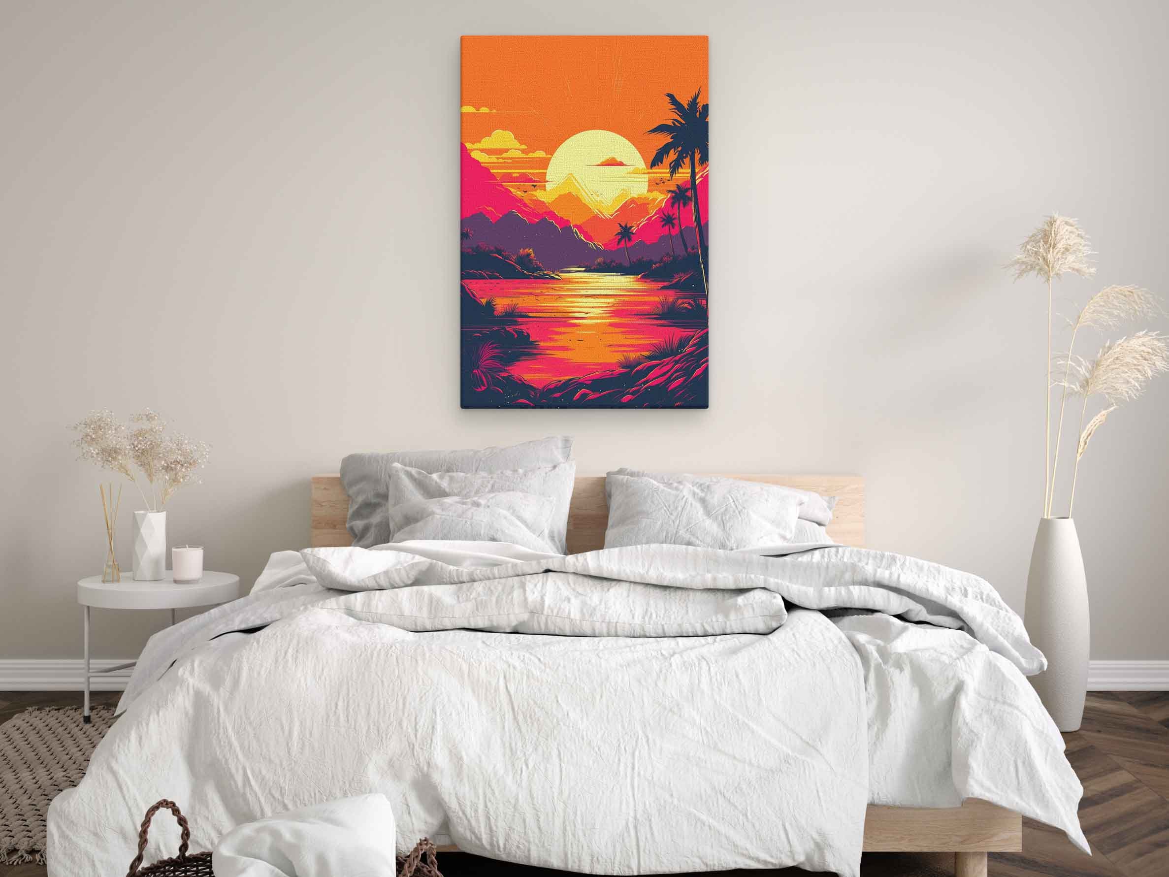 Tropical Summer Pop Art Landscape, Digital Illustration on Canvas ...