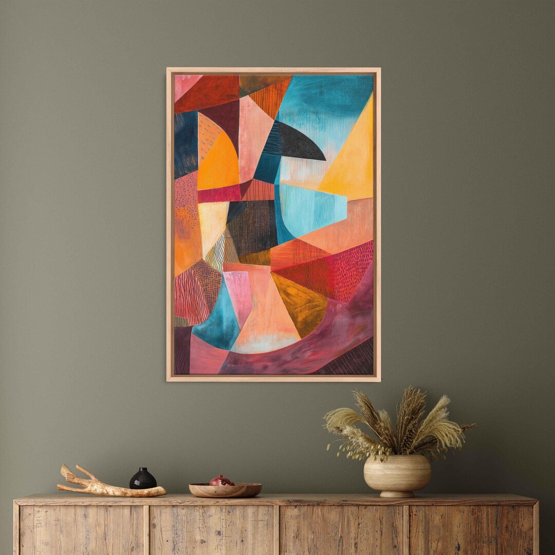 Southwestern Abstract Landscape, Wall Art Canvas Print, Bold Geometric ...