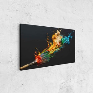 Abstract Paintbrush Splash Art, Canvas Wall Art Print, Ready to Hang - Etsy