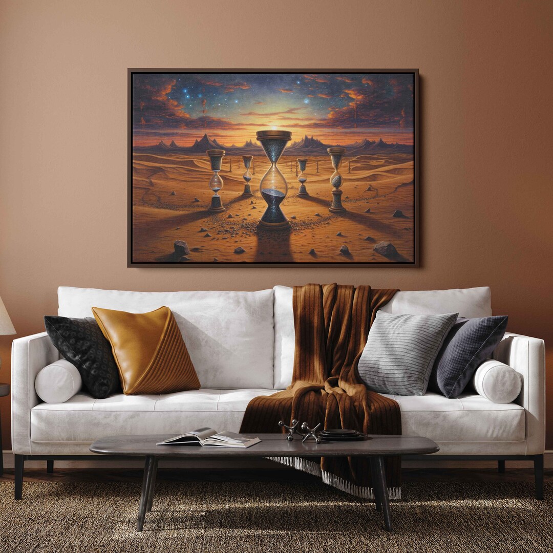 Surreal Hourglass in Desert Painting, Digital Reproduction Print on ...