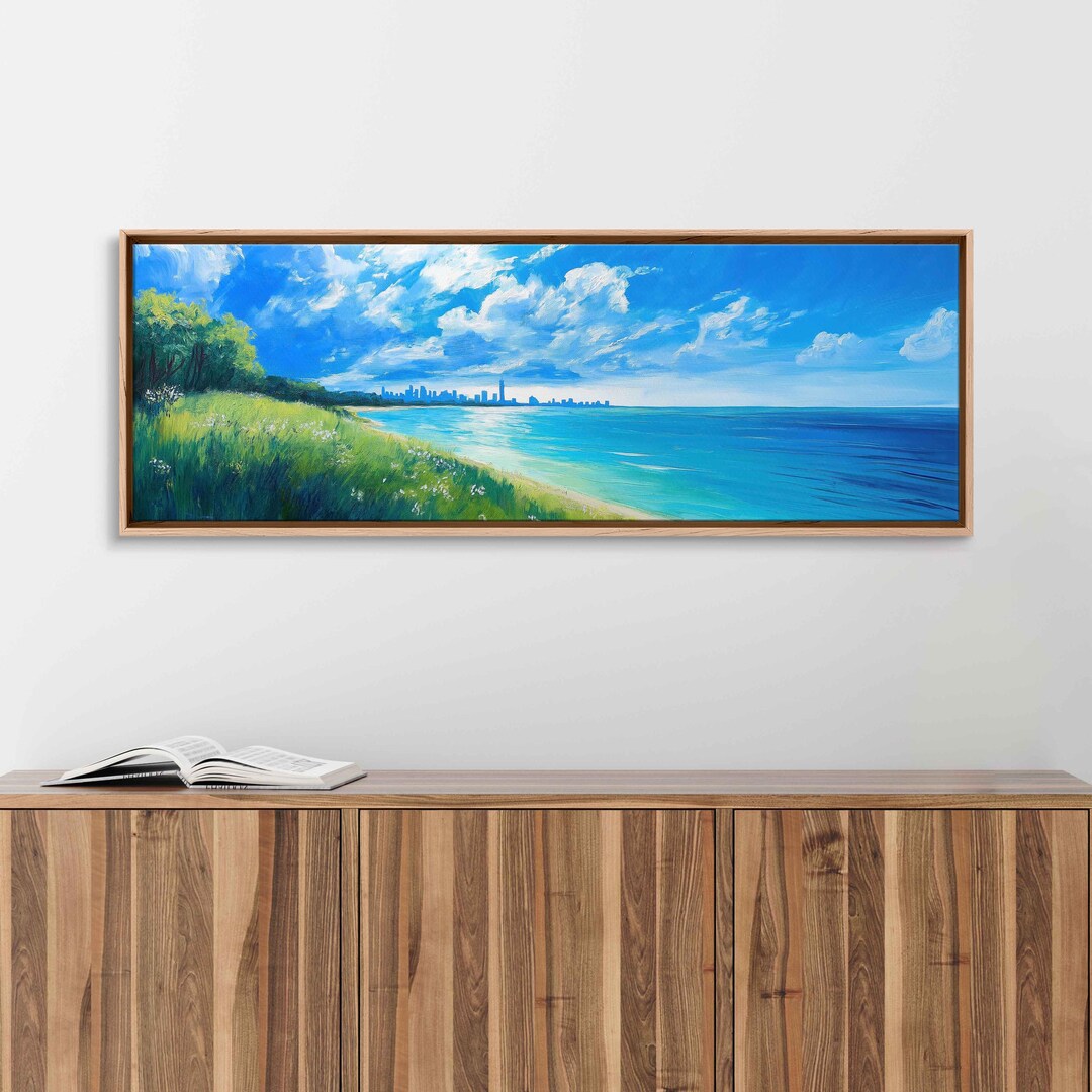 Lake Michigan Views, Wall Art Canvas Print, Bright Sunny Day, Chicago ...