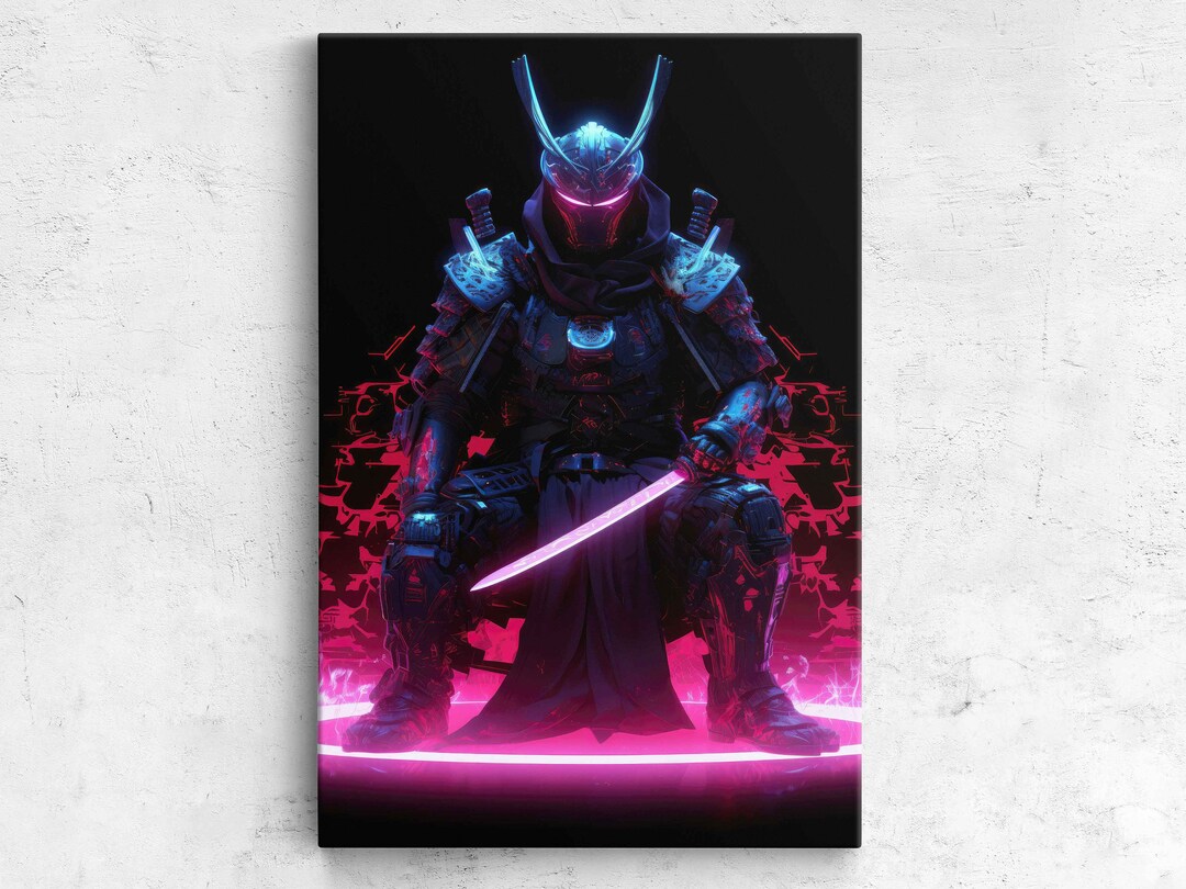 Cyber Samurai Wall Art, Framed Canvas Print, Ready to Hang - Etsy