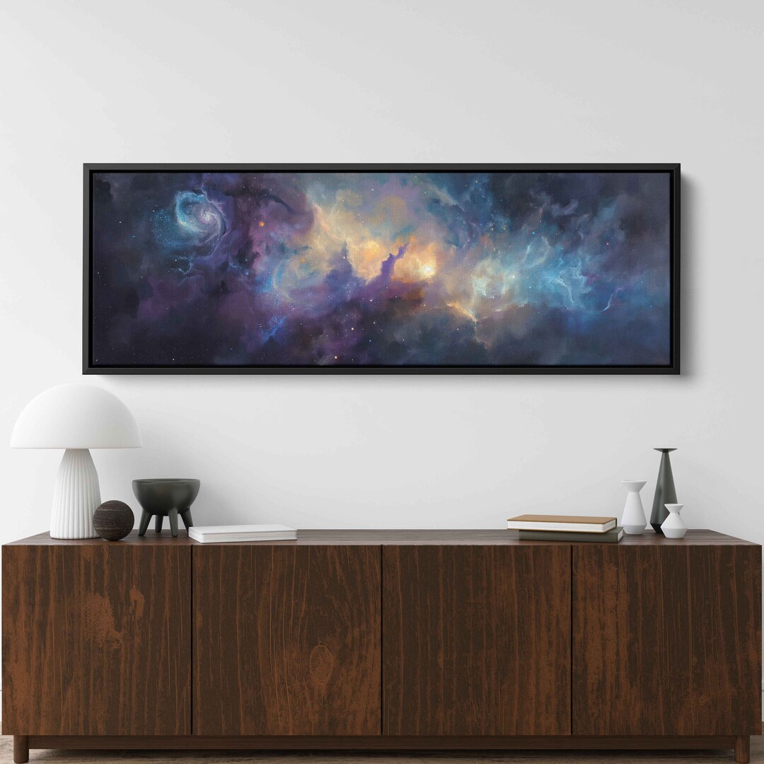 Panoramic Cosmic Space Galaxy Wall Art Canvas Print, Milky Way ...