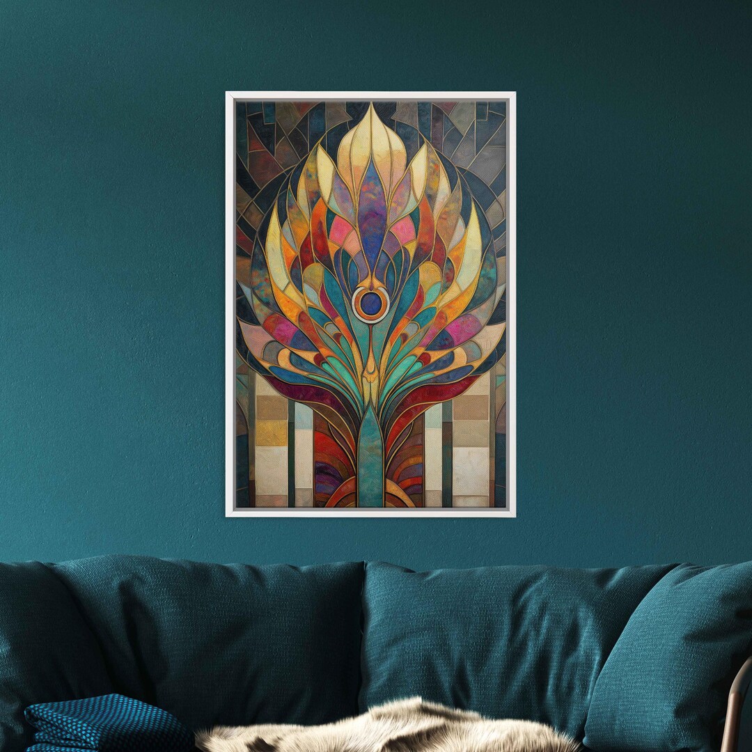 Art Deco Peacock, Wall Art Canvas Print, Elegant Feathers, Geometric ...