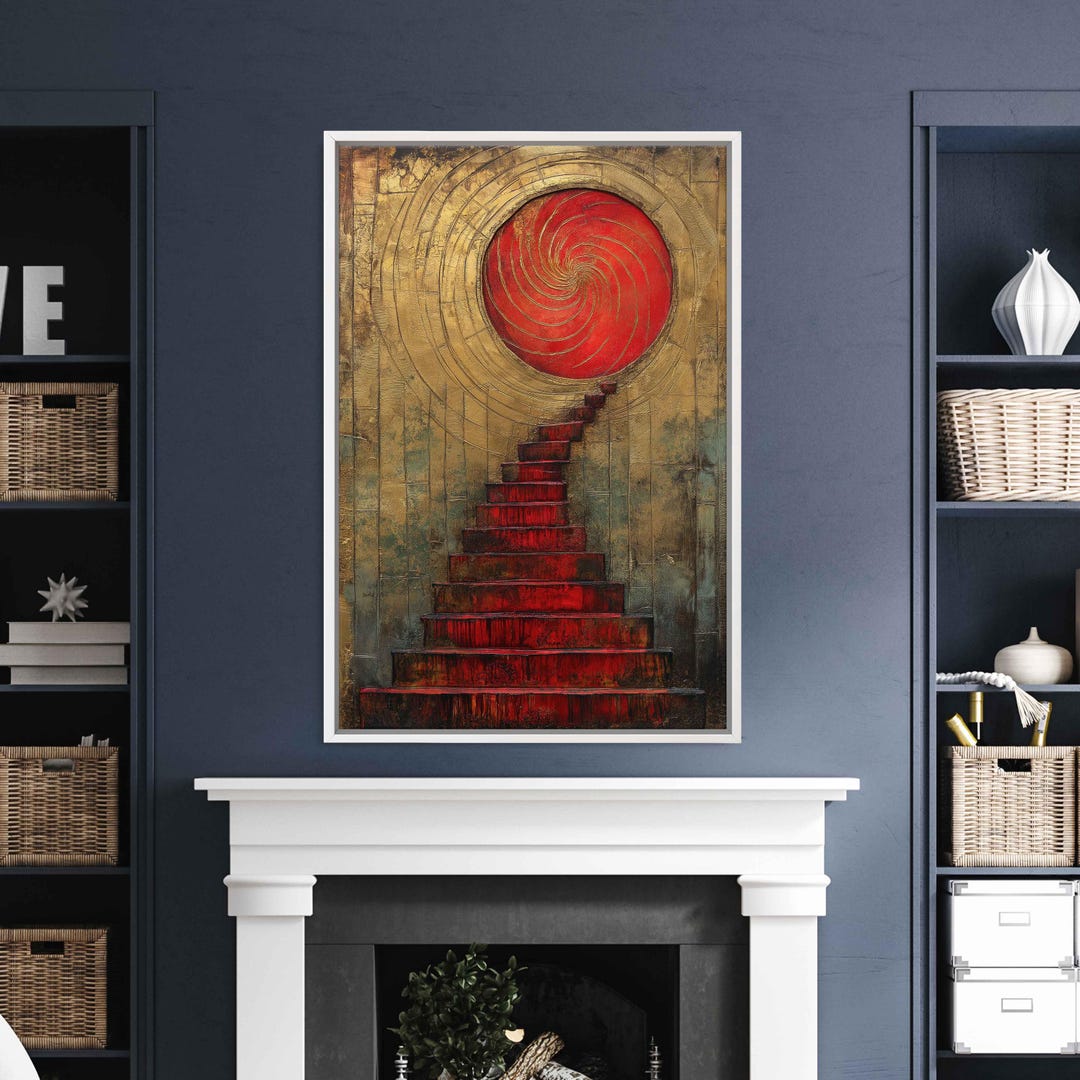 Surreal Bronze Sundial, Wall Art Canvas Print, Gold Leaf Accents ...