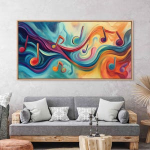 Musical Notes Dancing in Color, Wall Art Canvas Print - Etsy