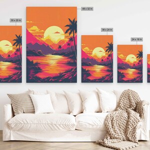 Tropical Summer Pop Art Landscape, Digital Illustration on Canvas ...