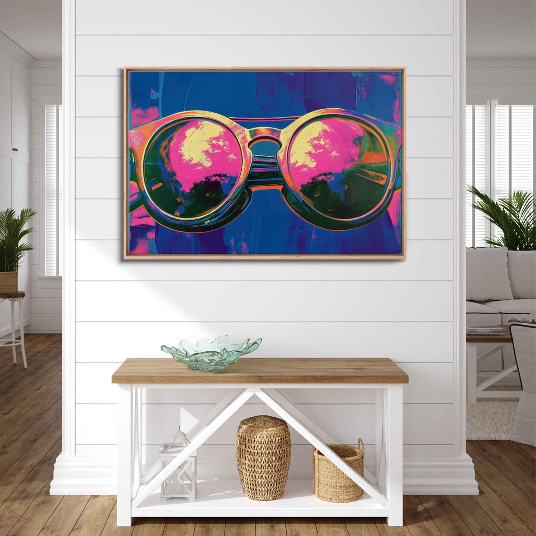 Pop Art Retro Sunglasses Acrylic Wall Art Canvas Print, Trendy Painting ...