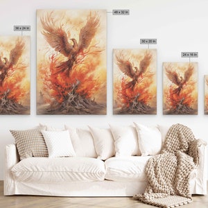 Phoenix Rising From the Ashes, Canvas Reproduction Print, Ready to Hang ...