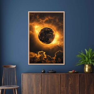 Solar Eclipse Wall Art Canvas Print, Celestial Phenomenon, Moon Sun ...