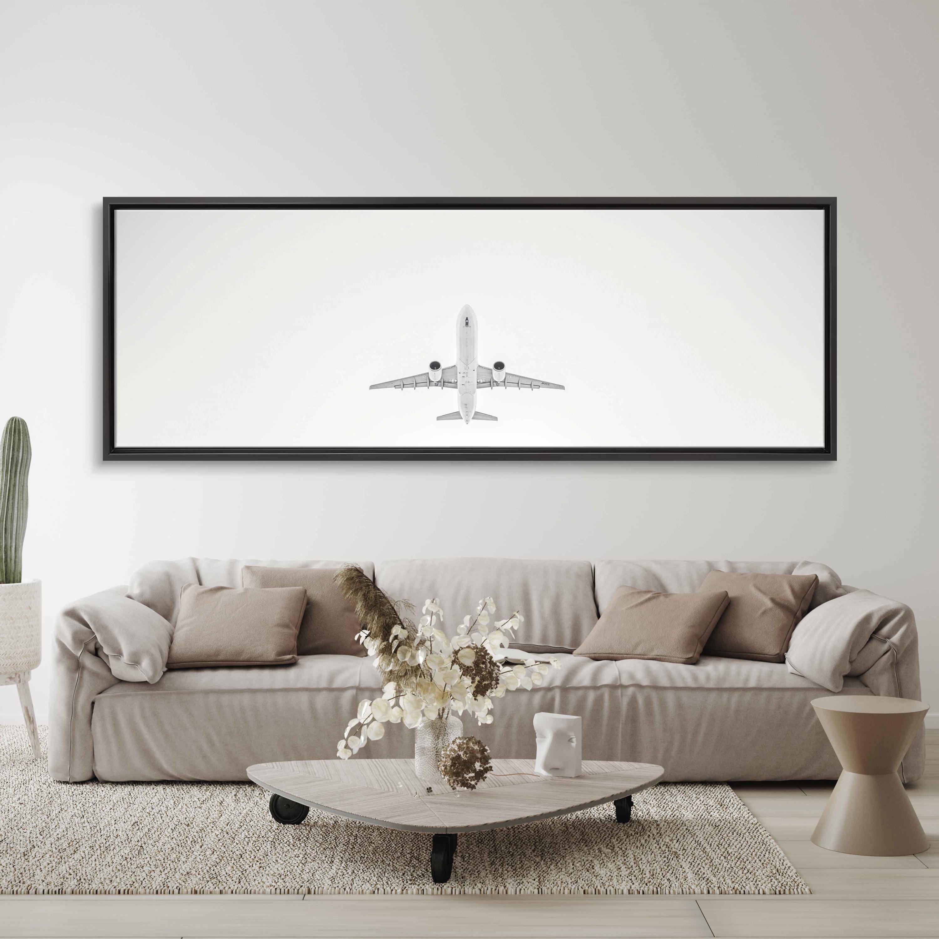 Commercial Jet in Flight Photography Wall Art Canvas Print, Minimalist ...