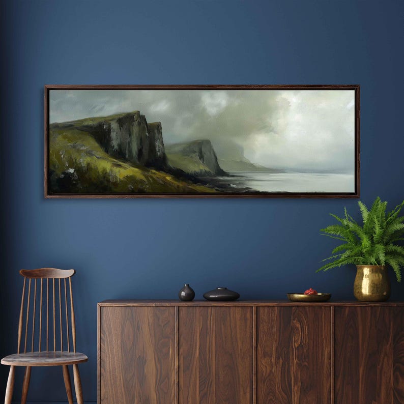 Scottish Highlands Cliffs, Wall Art Canvas Print, Moody Overcast Sky ...