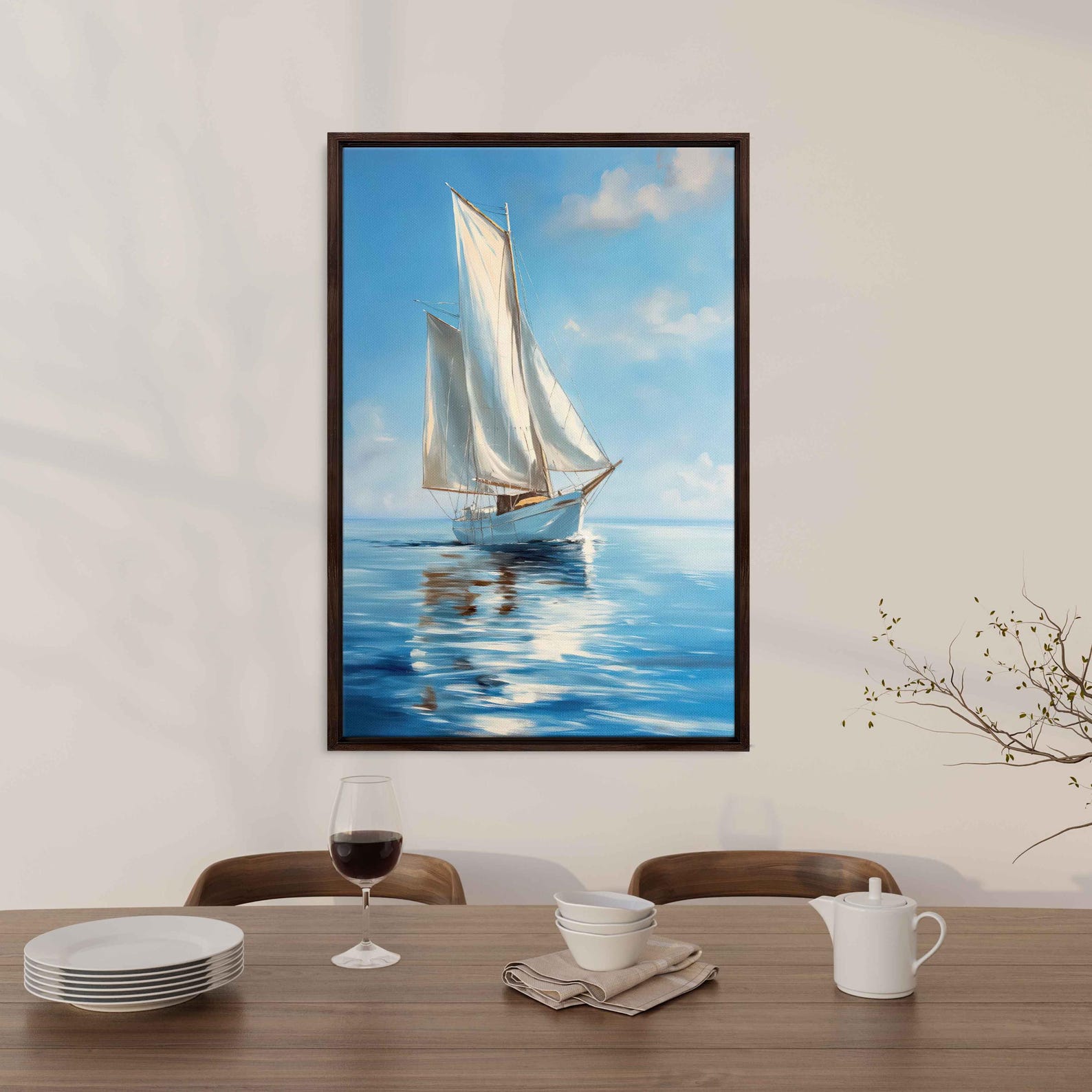 Sailboat Sailing in the Ocean Acrylic Wall Art Canvas Print, Gift for ...