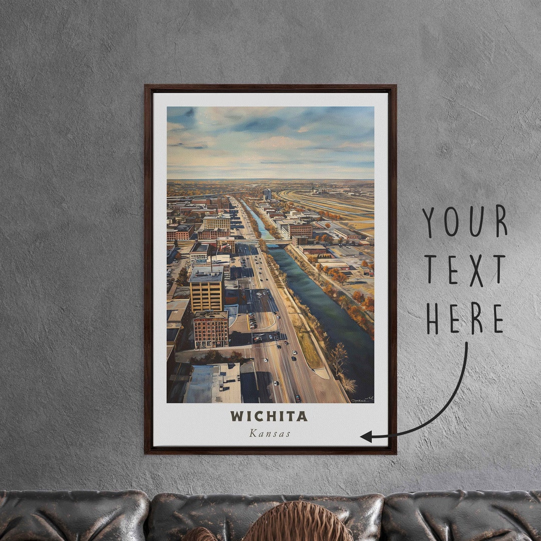 Wichita Kansas Acrylic Painting Travel Art, Framed Canvas Wall Art ...