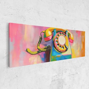 Pop Art Vintage Telephone Acrylic Wall Art Canvas Print, Trendy ...