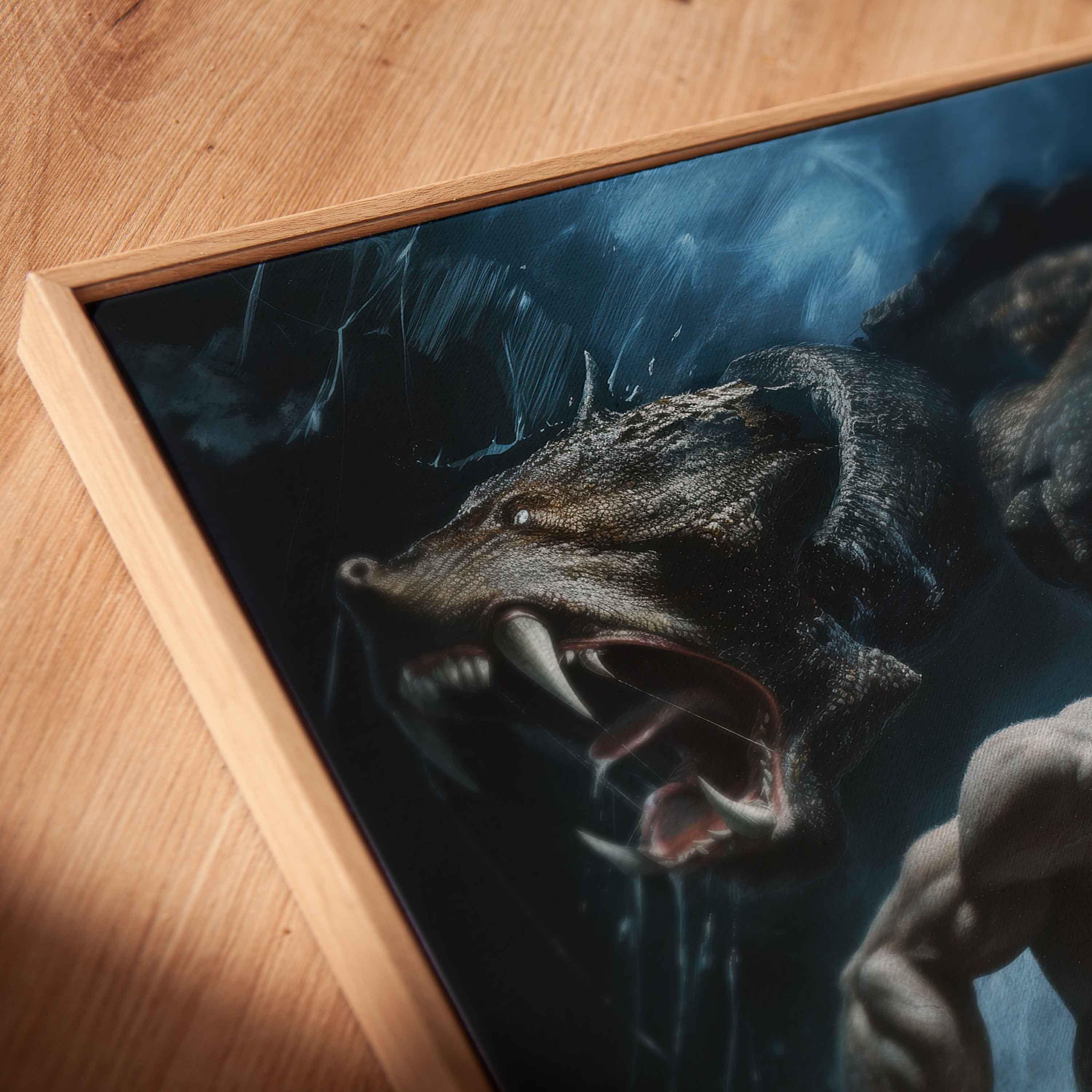 Hercules Battling With Hydra in Sea Wall Art Canvas Print, Ancient ...