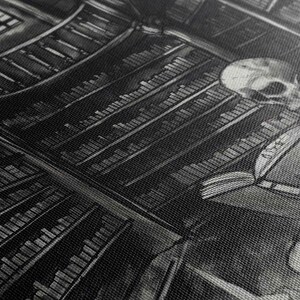 Skeleton in Library Reading by Candlelight Ink Art Painting Wall Art ...