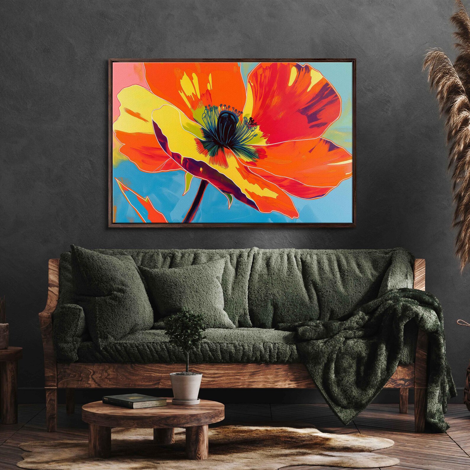 Pop Art Flower Acrylic Wall Art Canvas Print, Trendy Painting, Bright ...