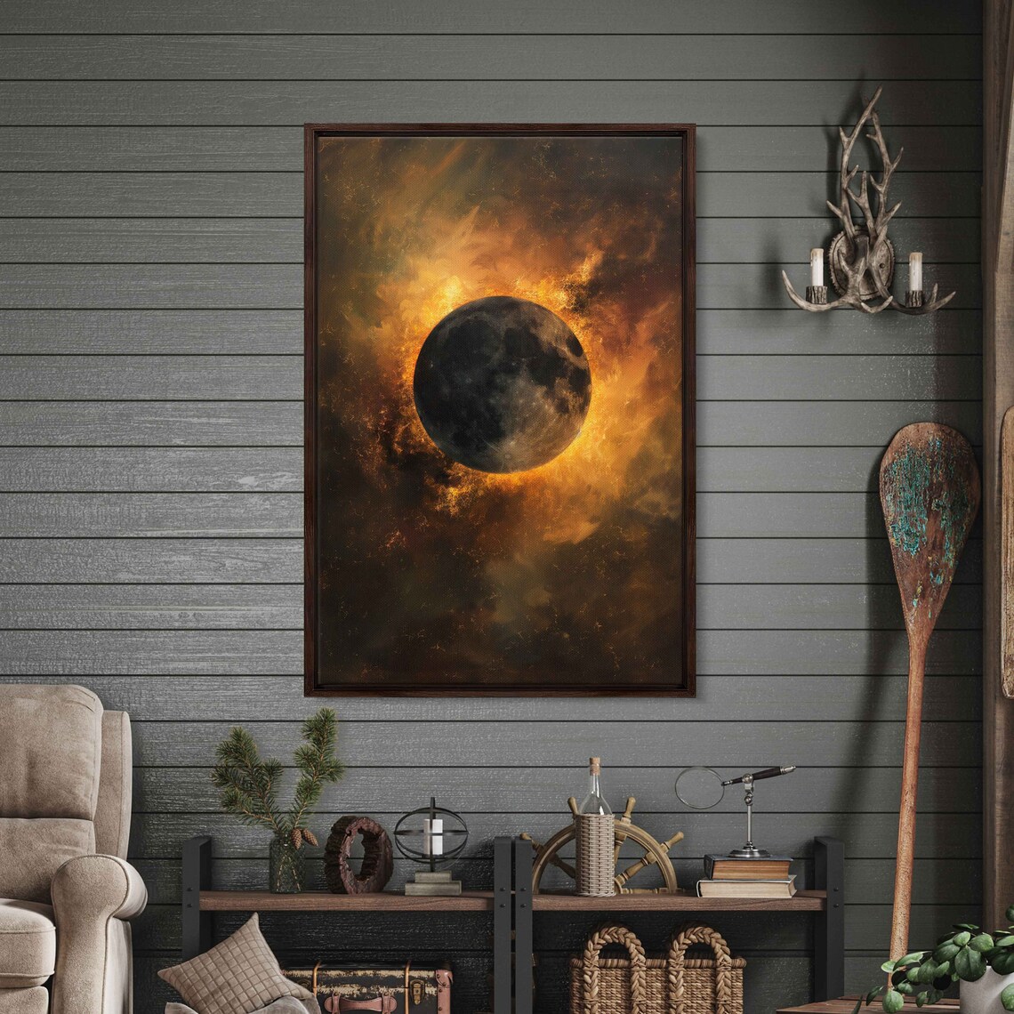 Solar Eclipse Wall Art Canvas Print, Celestial Phenomenon, Moon Sun ...