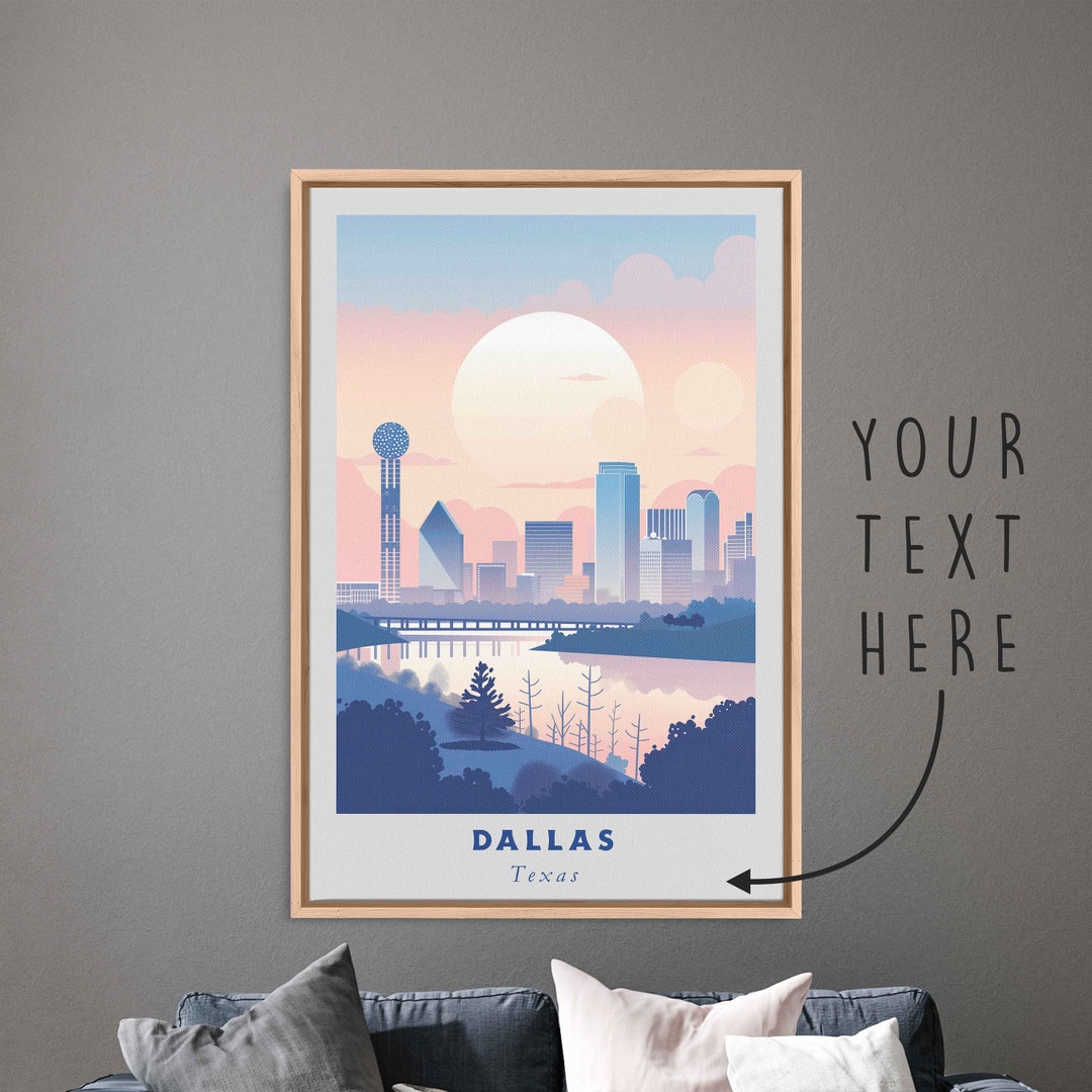 Dallas Texas Acrylic Painting Travel Art, Framed Canvas Wall Art ...