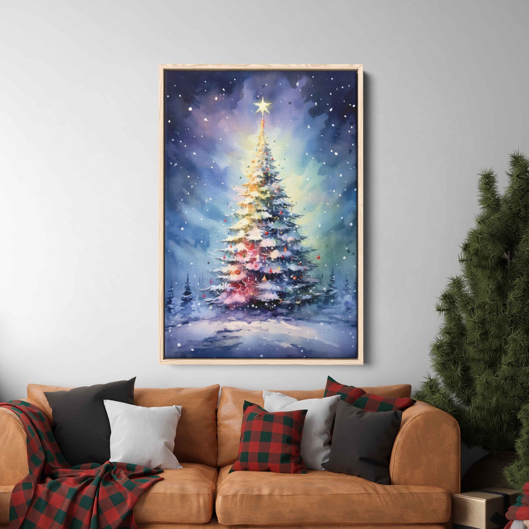 Christmas Tree Acrylic Painting, Framed Canvas Print, Christmas ...