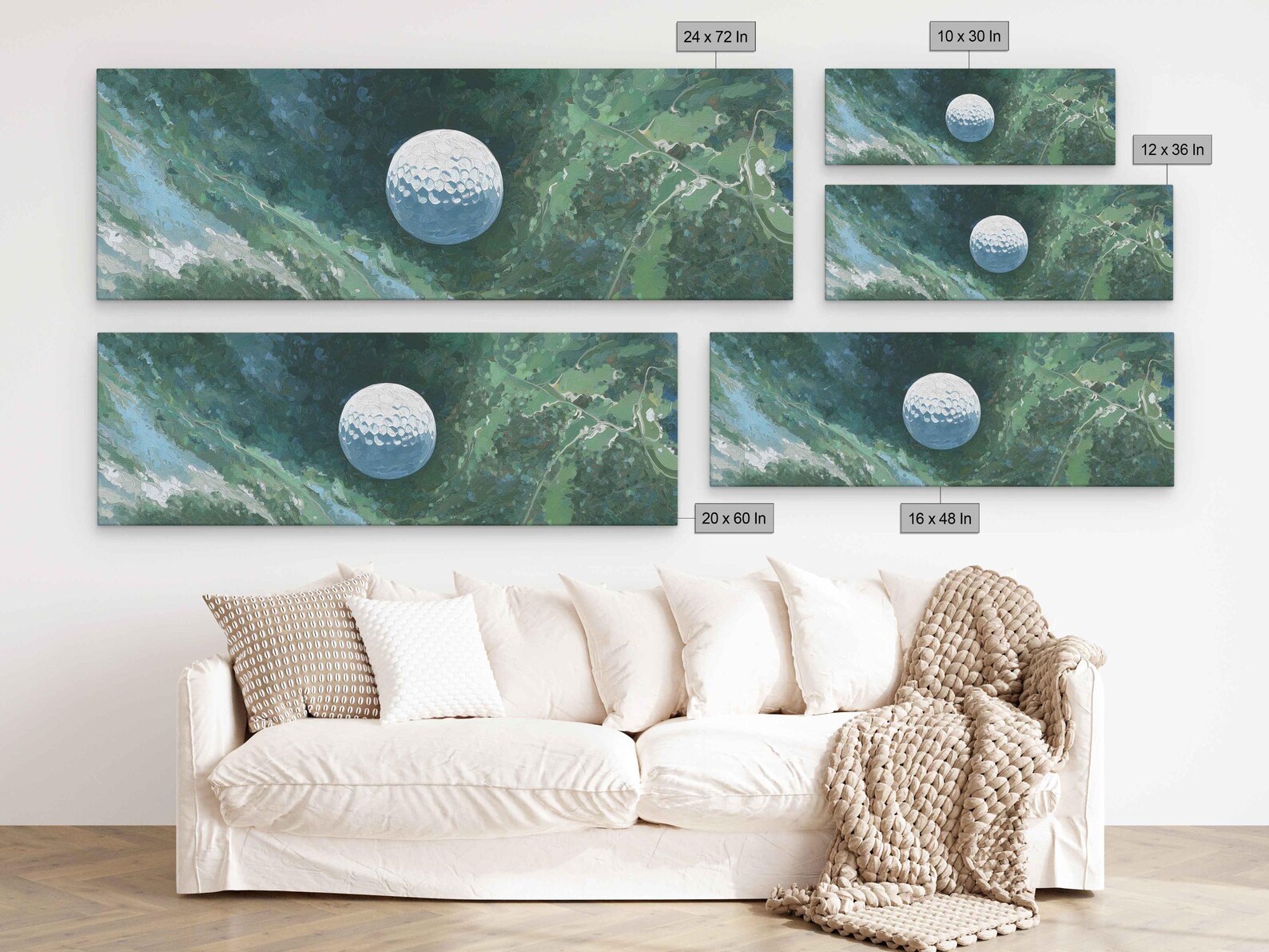 Aerial Perspective Golf Ball, Wall Art Canvas Print, Imaginative ...