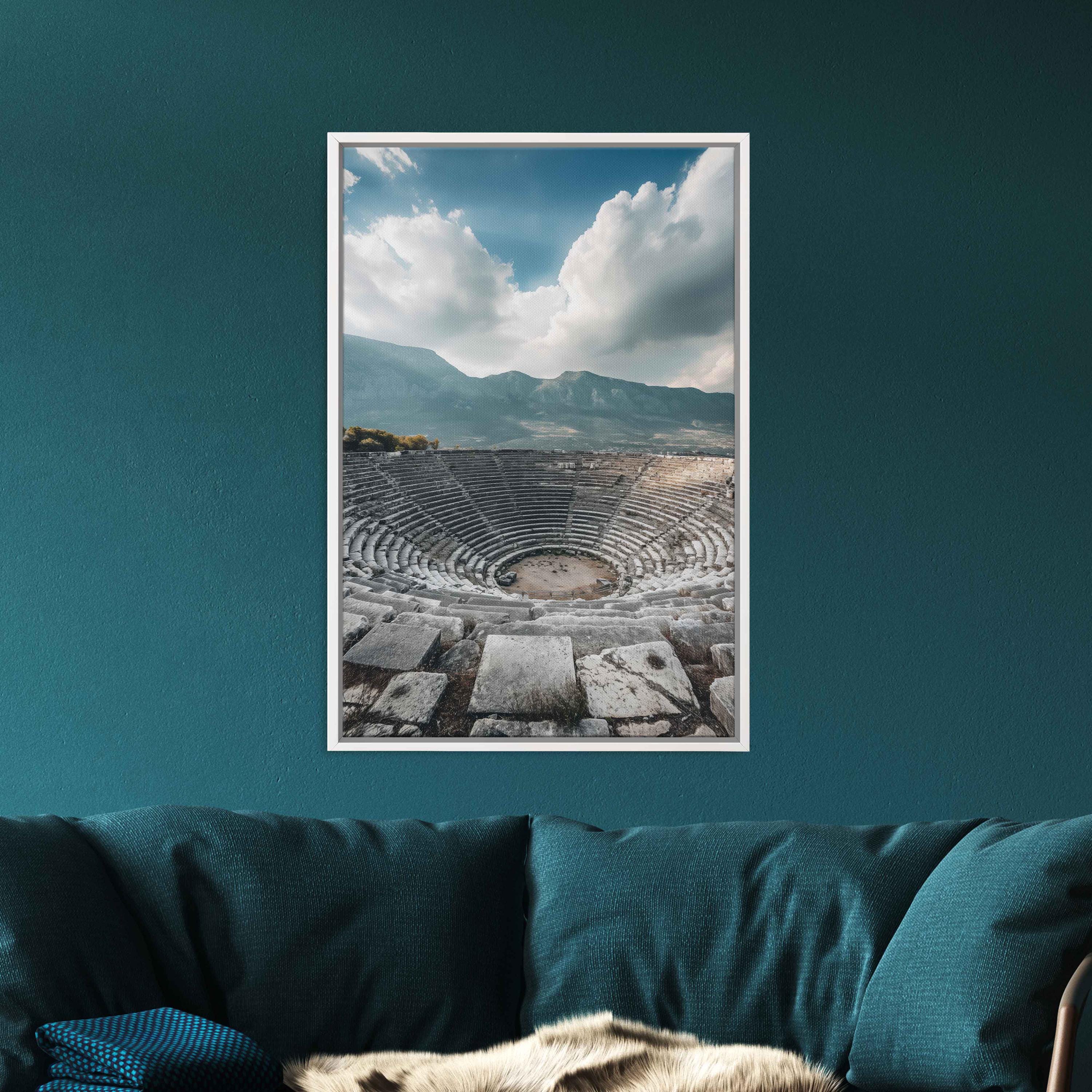 Ancient Greek Amphitheater Ruins Wall Art Canvas Print, Dramatic Sky ...