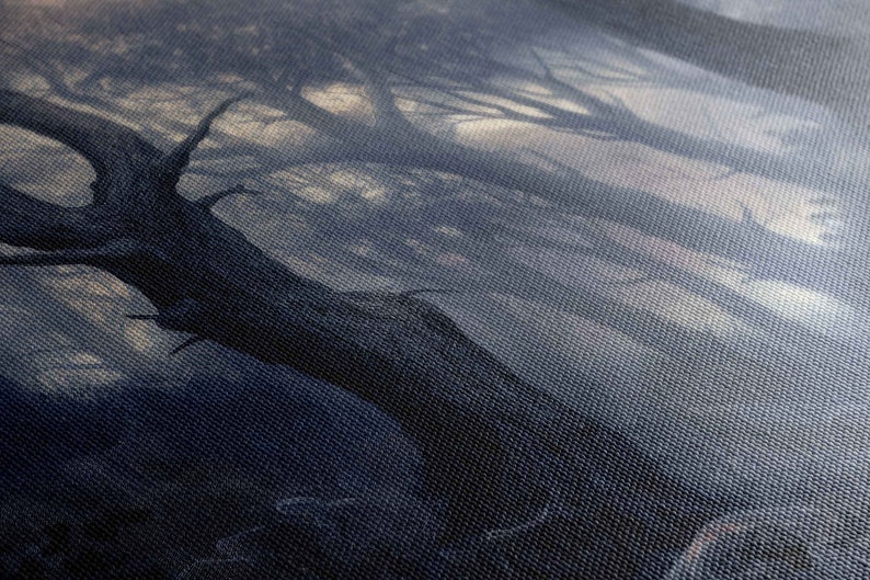 Haunted Moonlit Forest With Ghostly Figures Between Mangled Trees Wall ...